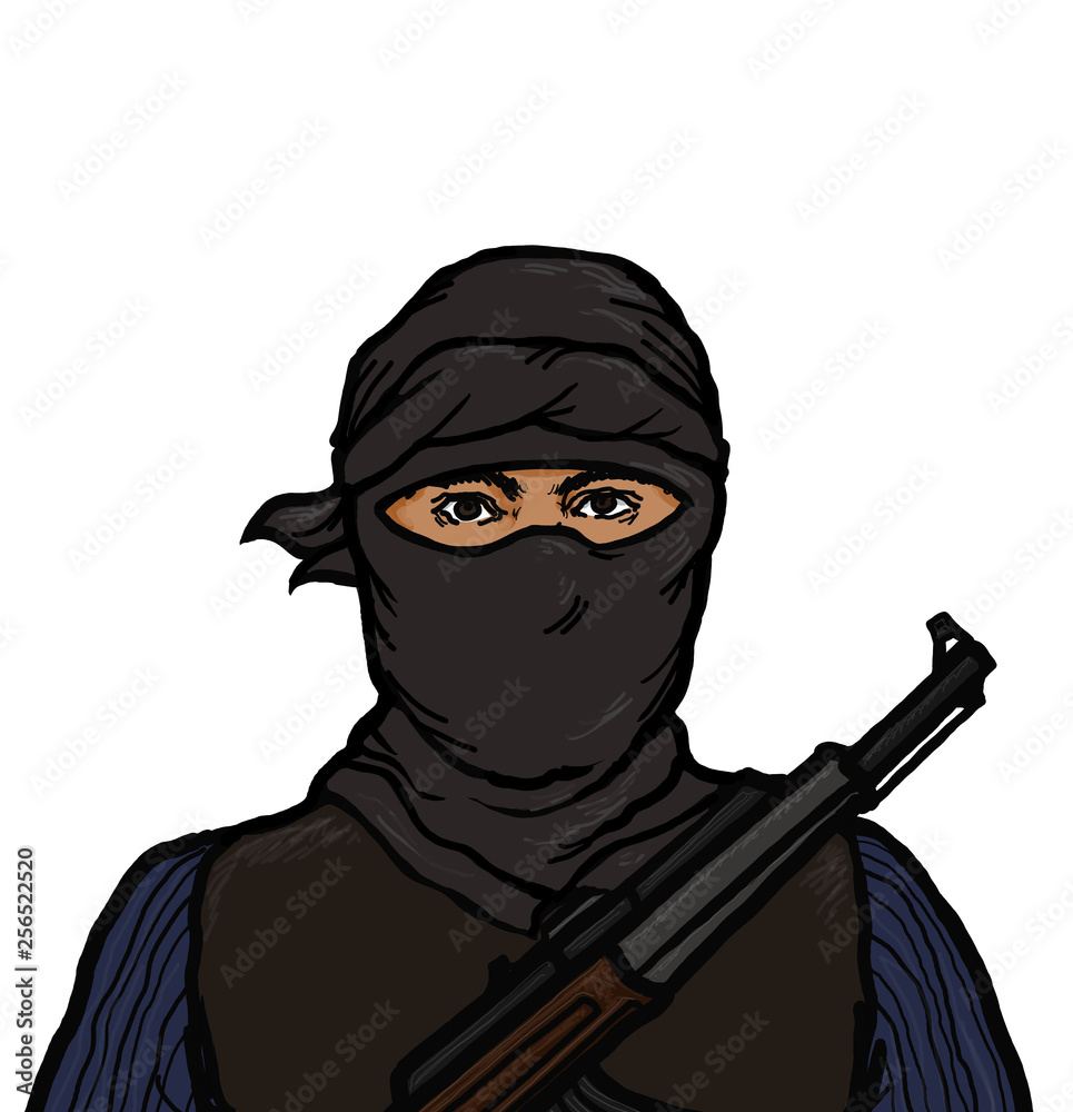 Terrorist Terrorism Rifle Armed Stock Illustration | Adobe Stock