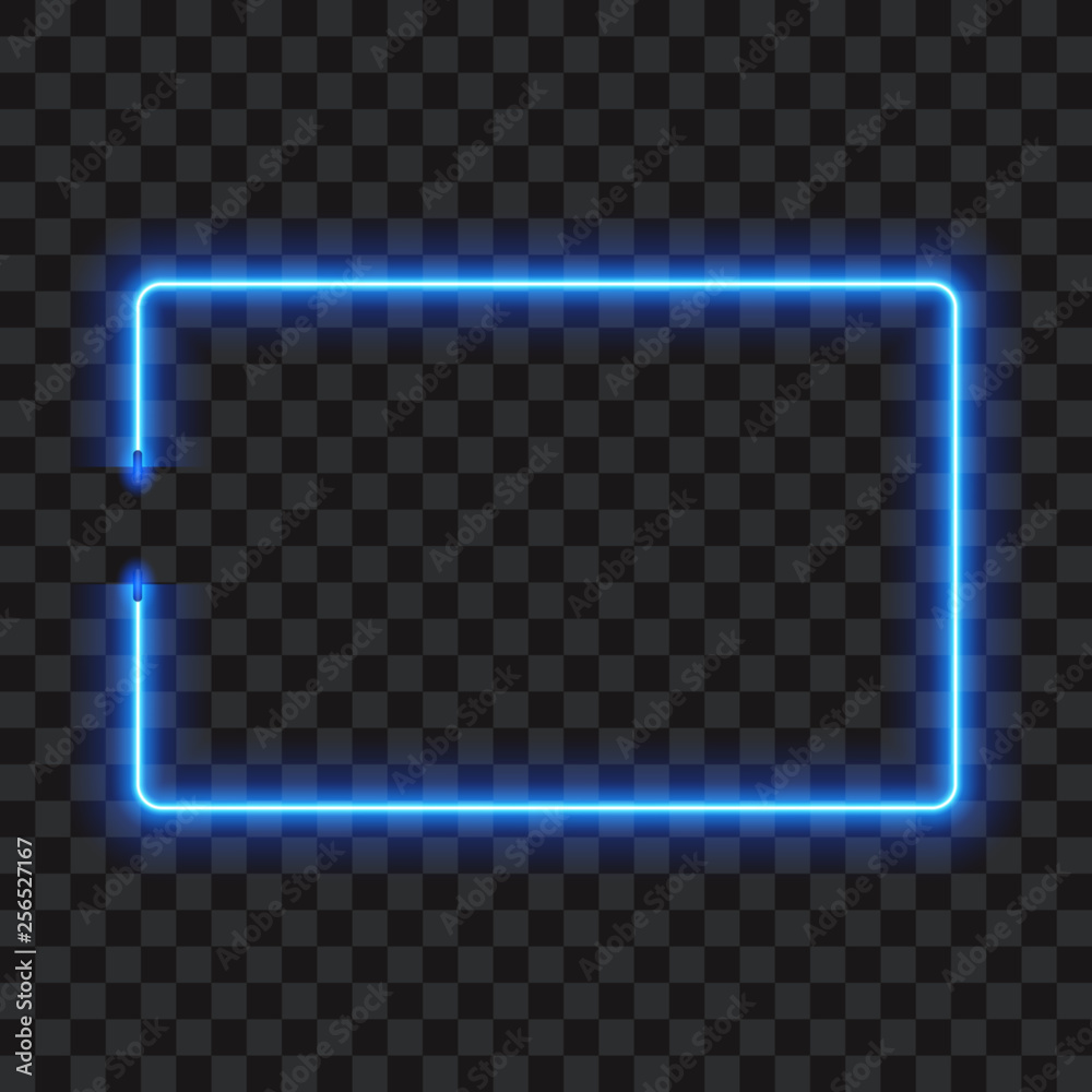 Blue neon frame, sign on transparent background, vector illustration ...
