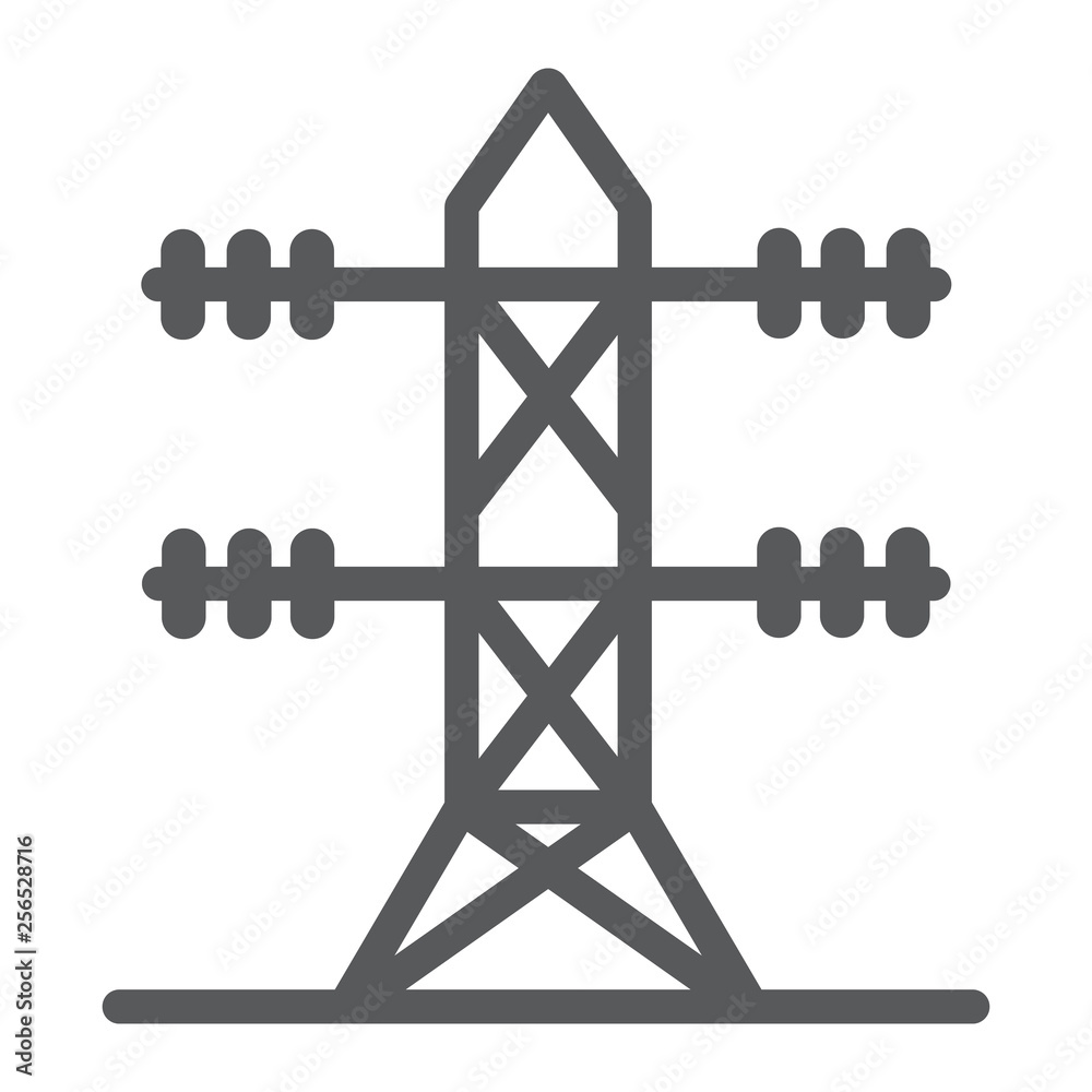High voltage line line icon, energy and electric, electricity sign ...
