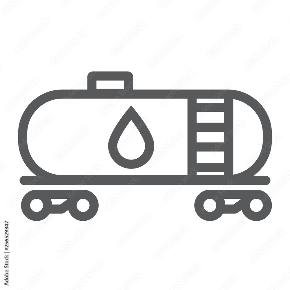 Fuel tank line icon, gasoline and barrel, gas canister sign, vector ...
