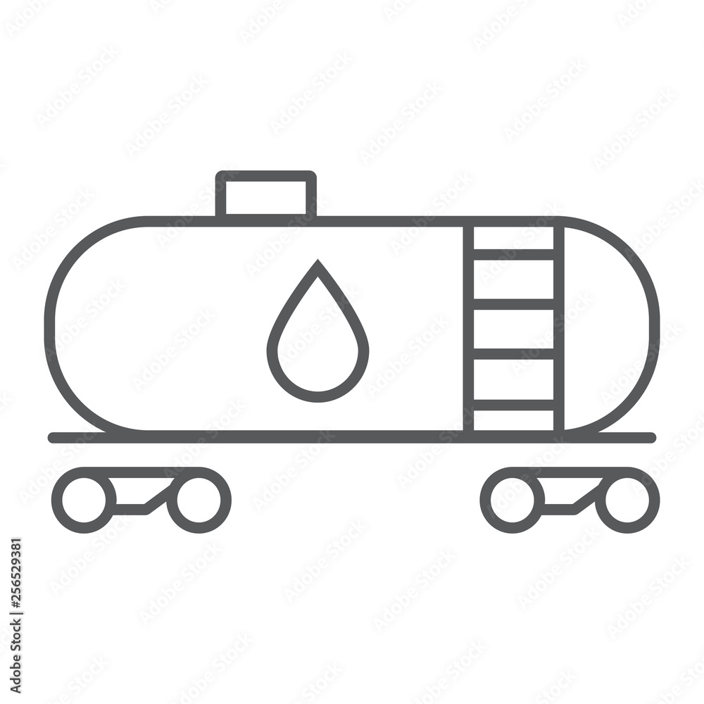 Fuel tank thin line icon, gasoline and barrel, gas canister sign ...