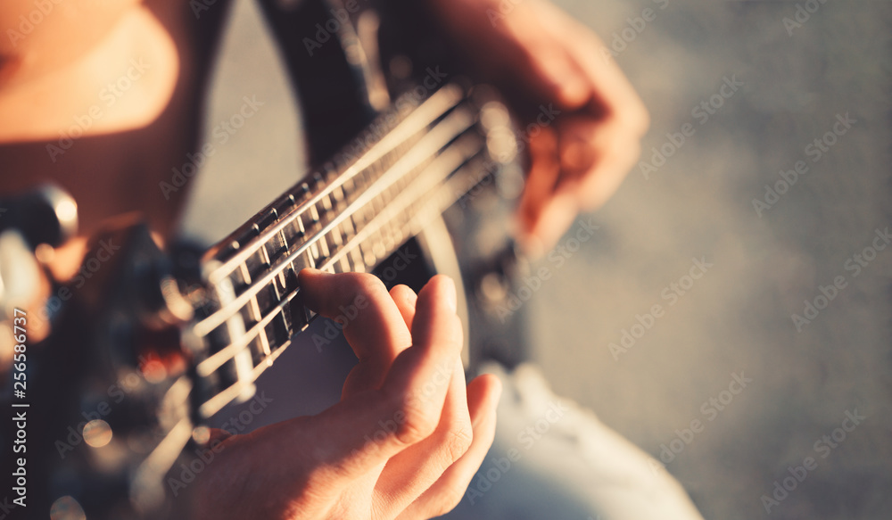 Guitar. Play the guitar. Live music background. Music festival ...
