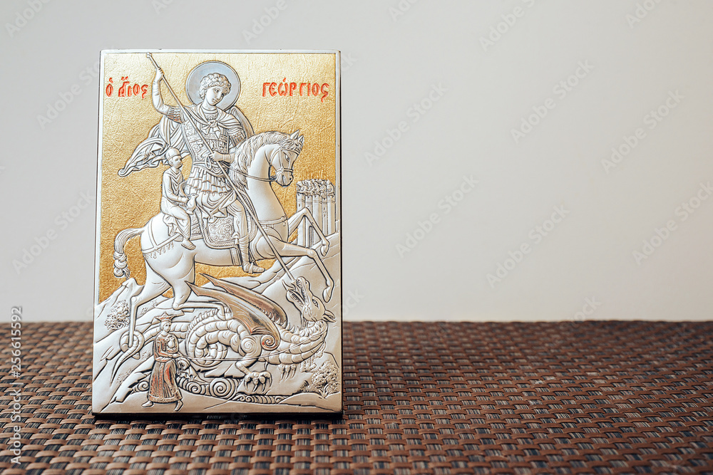 Icon of St. George on a brown background. Stock Photo | Adobe Stock