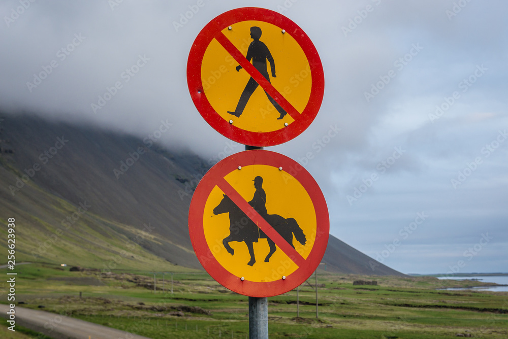 No walking and no horse riding signs near Almannaskard Tunnel on the ...