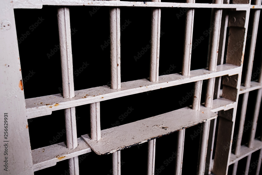 Food channel through prison cell's bars with clipping path Stock Photo ...