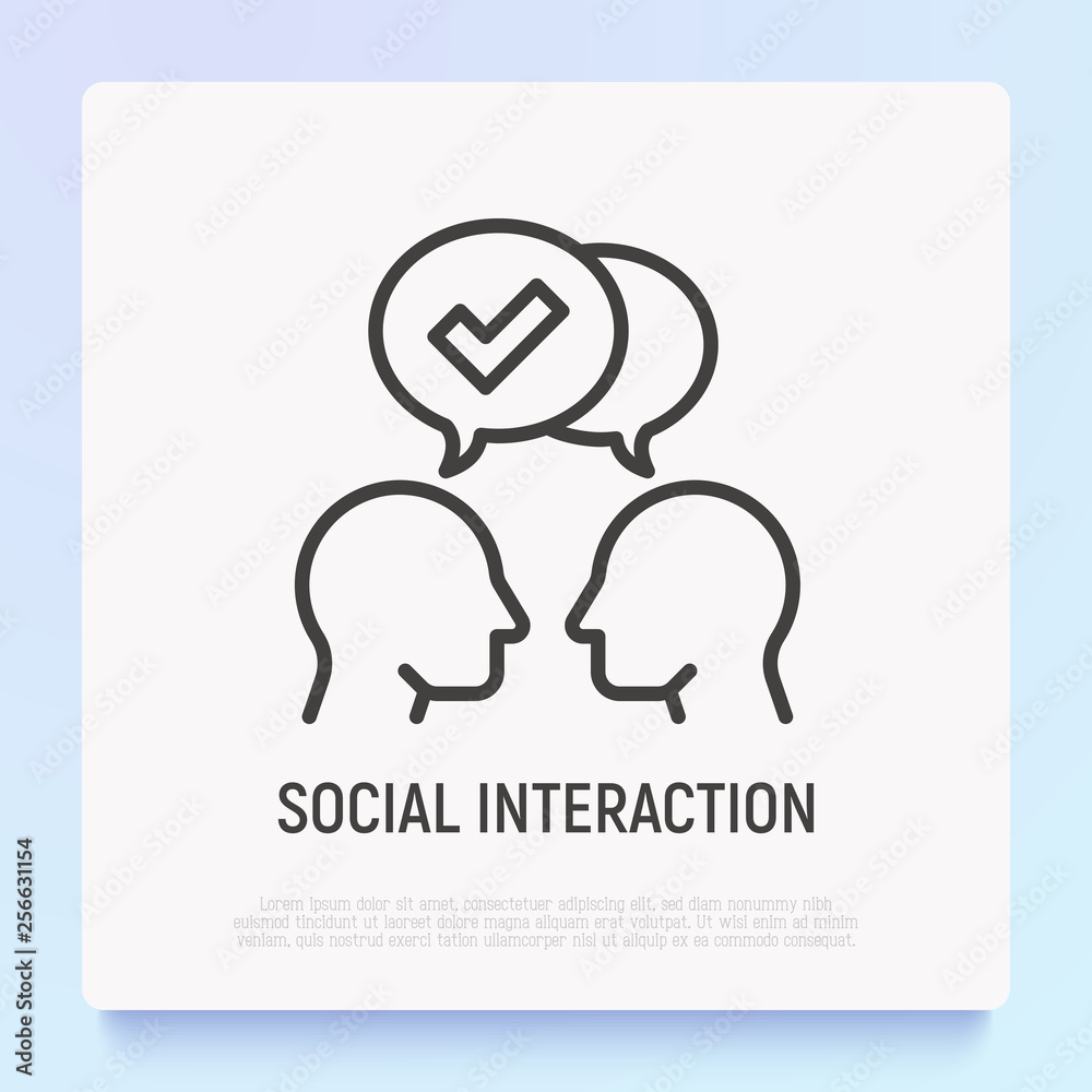 Communication and understanding each other thin line icon: two ...