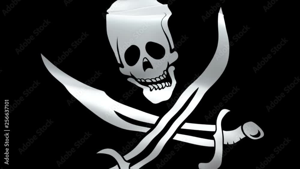 Jolly Roger Flag waving in wind video footage Full HD. Realistic Skull ...