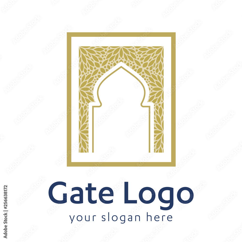 Gate logo door home entrance icon black house doorway or real estate ...
