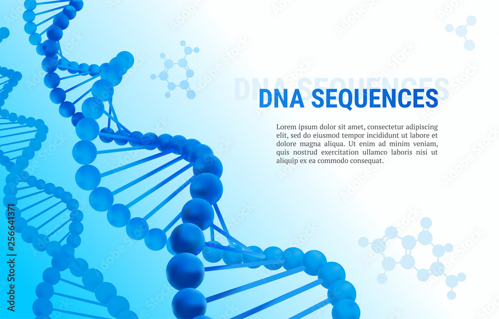 DNA sequences abstract light blue background template for presentation ...