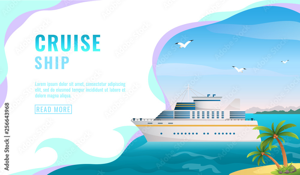 Travel Agency Banner - Cruise Ship Journey - Yacht Ocean sea cruise ...