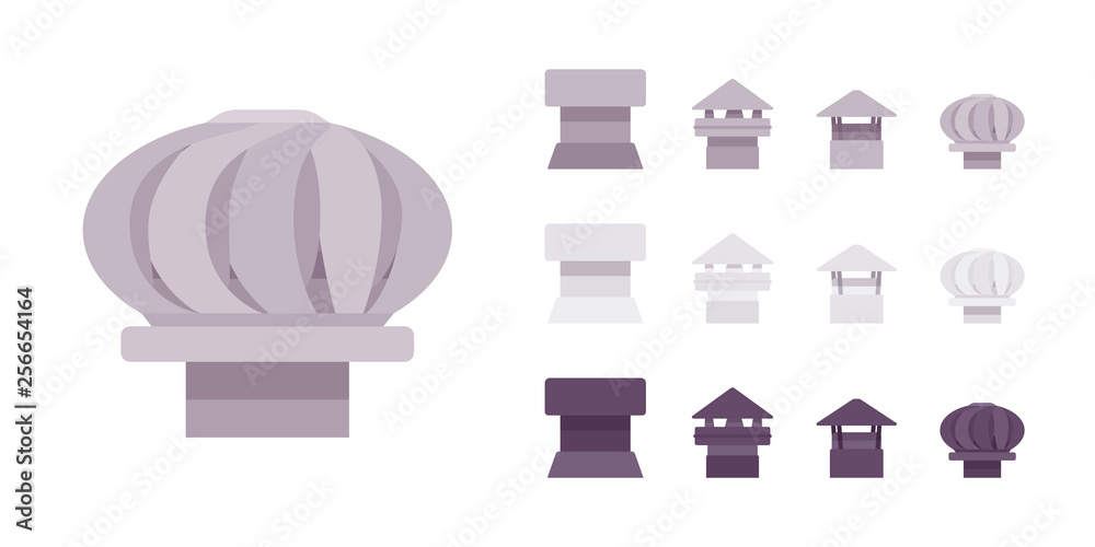 Chimney ventilation for building. Decorative house facade elements ...