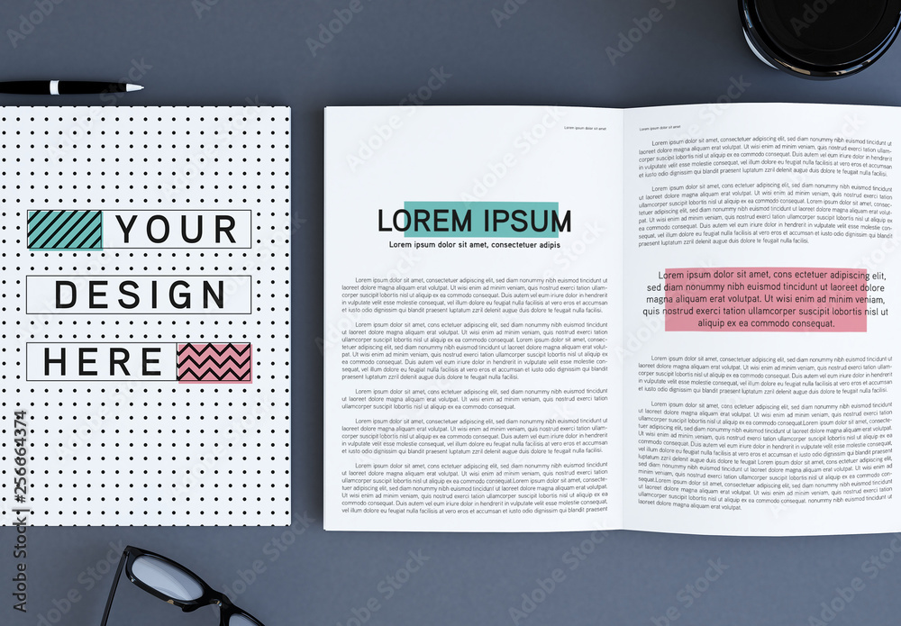 Top View of Book Cover and Open Book Pages Mockup Stock Template ...