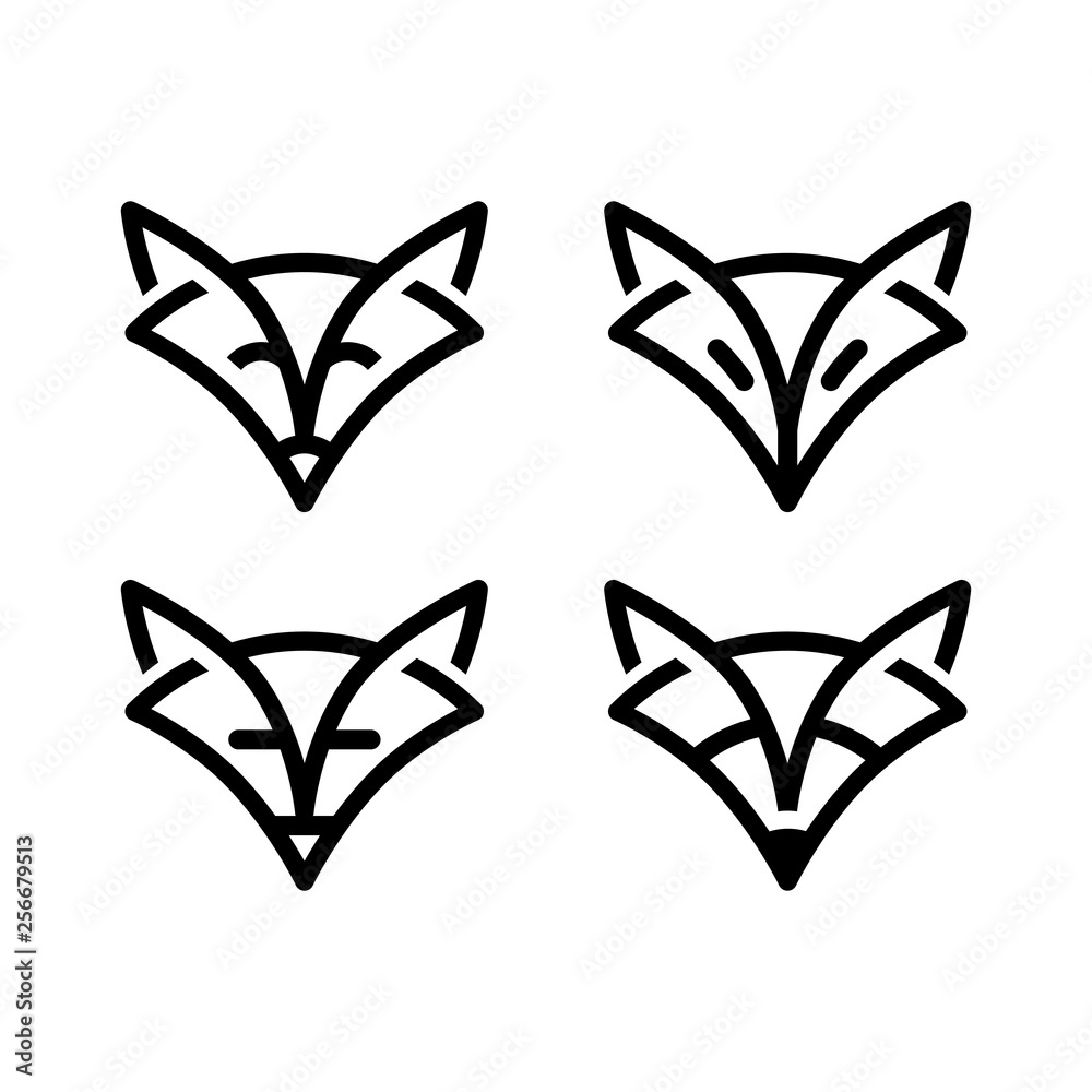 Sign fox in line art style, simple stylish sign Stock Vector | Adobe Stock