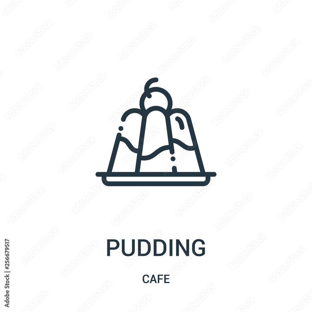 pudding icon vector from cafe collection. Thin line pudding outline ...