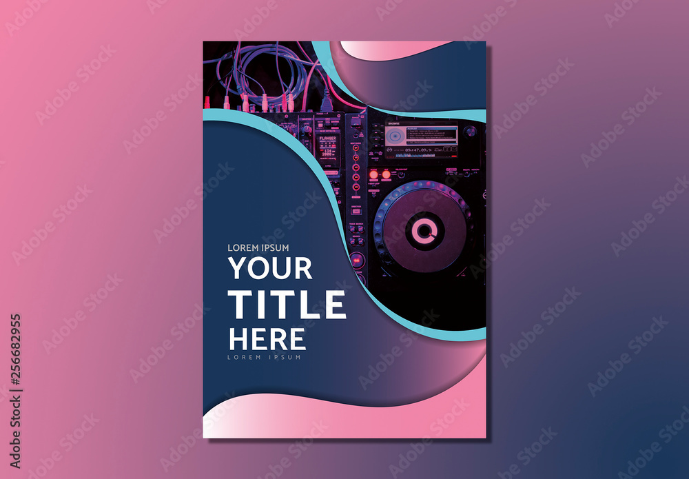Poster Layout with Pink and Blue Accents Stock Template | Adobe Stock