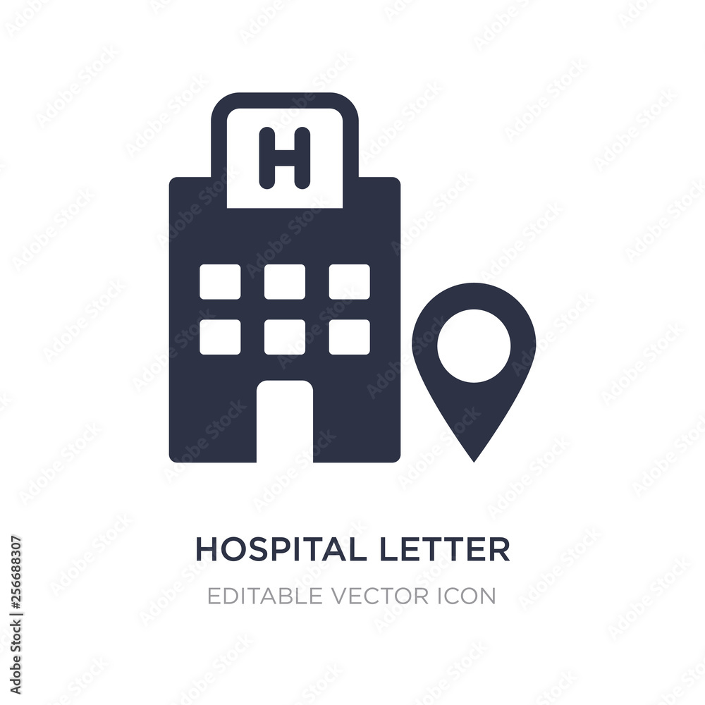 hospital letter in rounded square icon on white background. Simple ...
