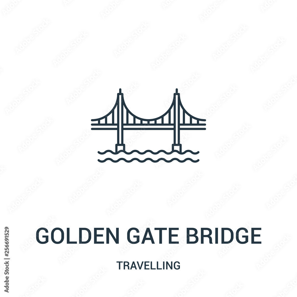 golden gate bridge icon vector from travelling collection. Thin line ...