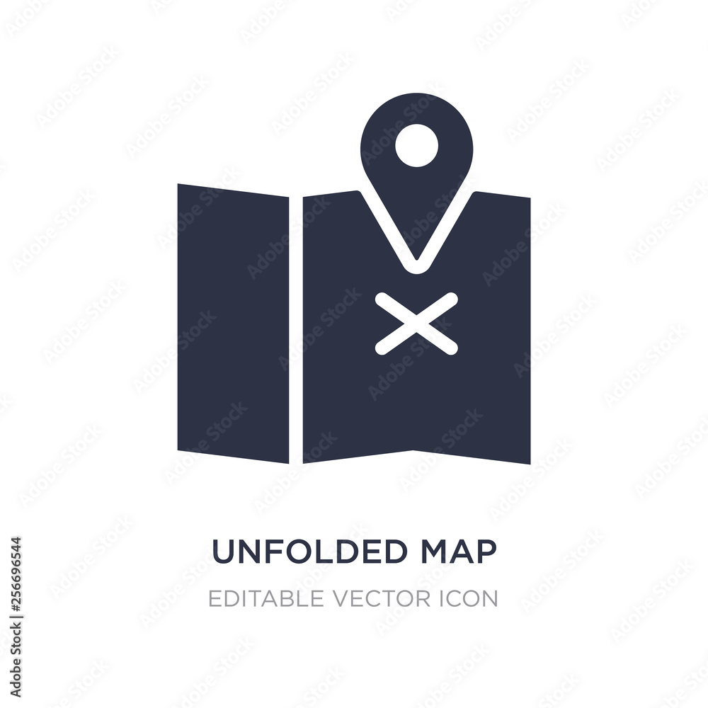 unfolded map with location mark icon on white background. Simple ...