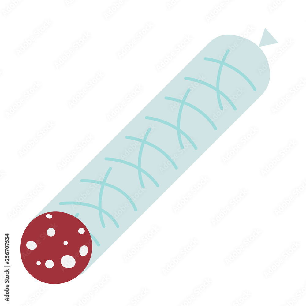salami flat illustration on white Stock Vector | Adobe Stock