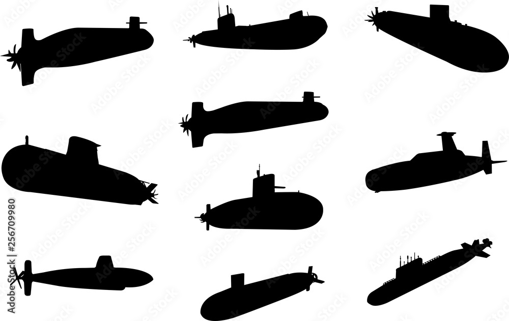 Submarine Silhouette Shape Vector Stock Vector | Adobe Stock