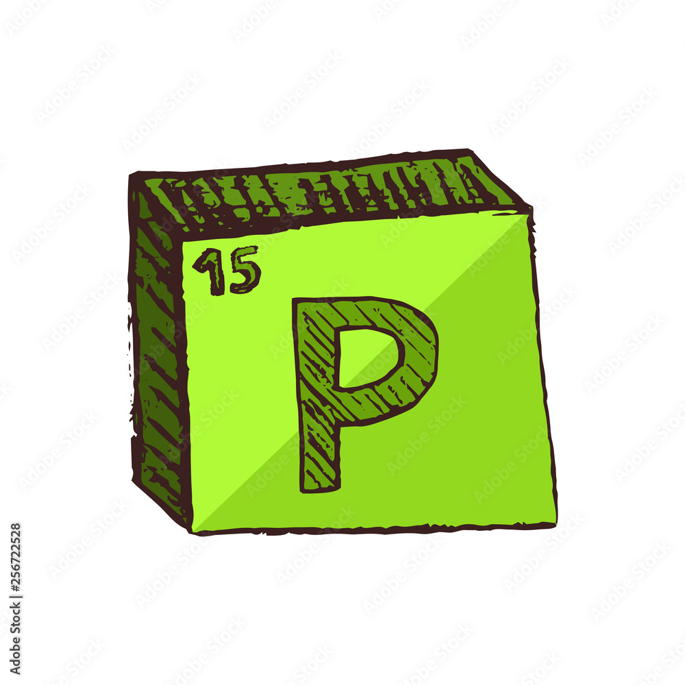 Vector three-dimensional hand drawn chemical neon green symbol of ...