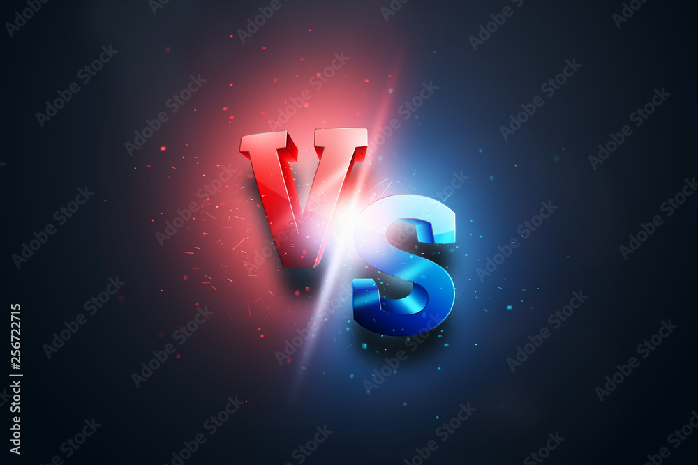 Creative background, red-blue versus logo, letters for sports and ...