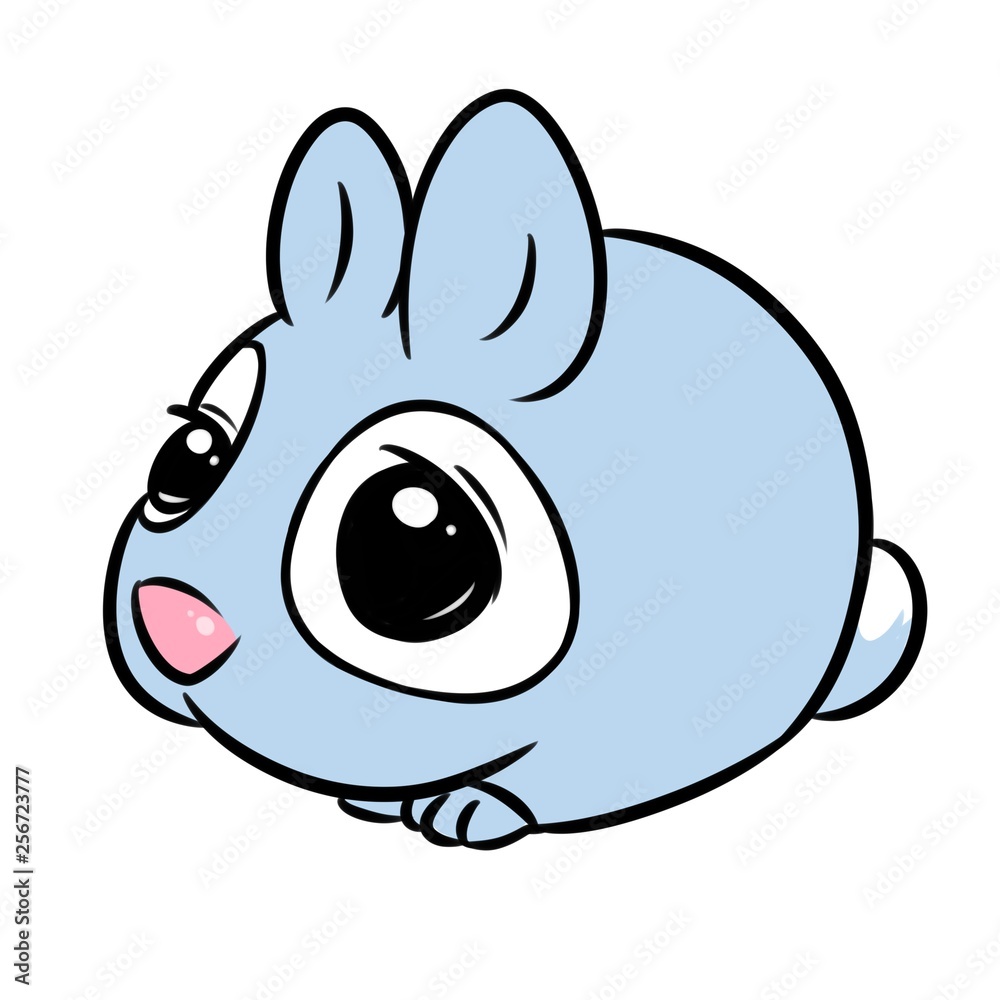 cute blue rabbit cartoon illustration isolated image Stock Illustration ...