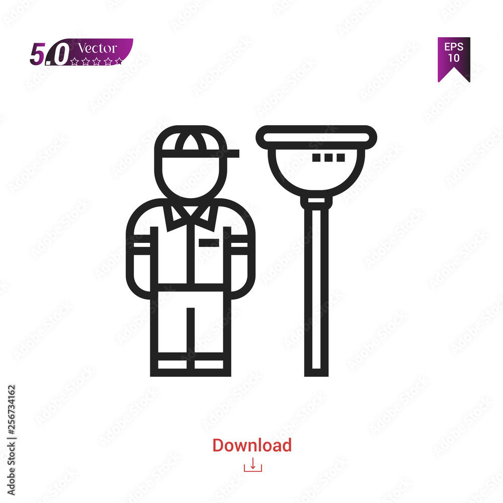 Outline plumber professions icon vector isolated on white background ...