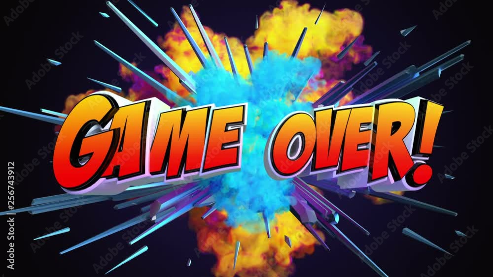 Comic explosion style animation of cartoon text Game Over Stock ビデオ ...