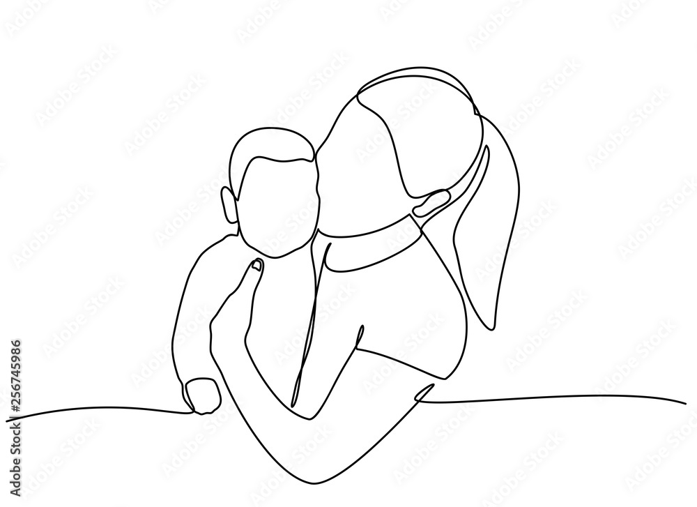 continuous line drawing of family, parenthood and people concept ...