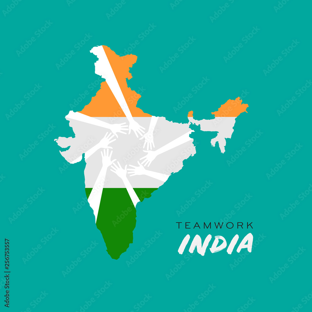 Teamwork Hands in India Map Logo Stock Vector | Adobe Stock