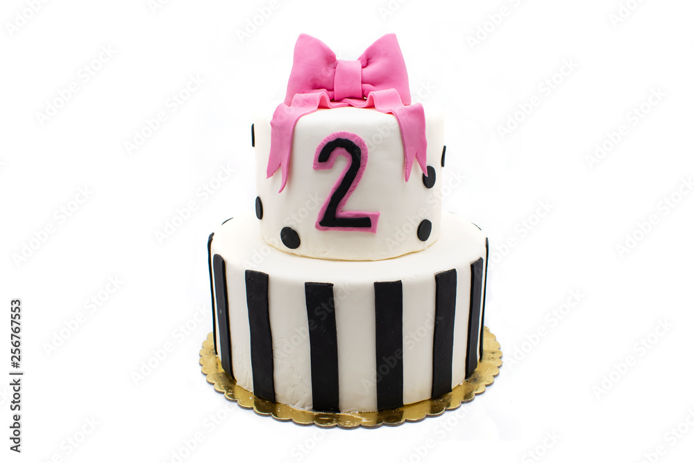 Birthday cake with burning candle number 2 (two) two year old birthday ...