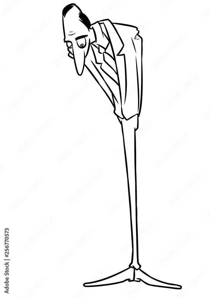 Man thin tall looking down cartoon illustration isolated image Stock ...