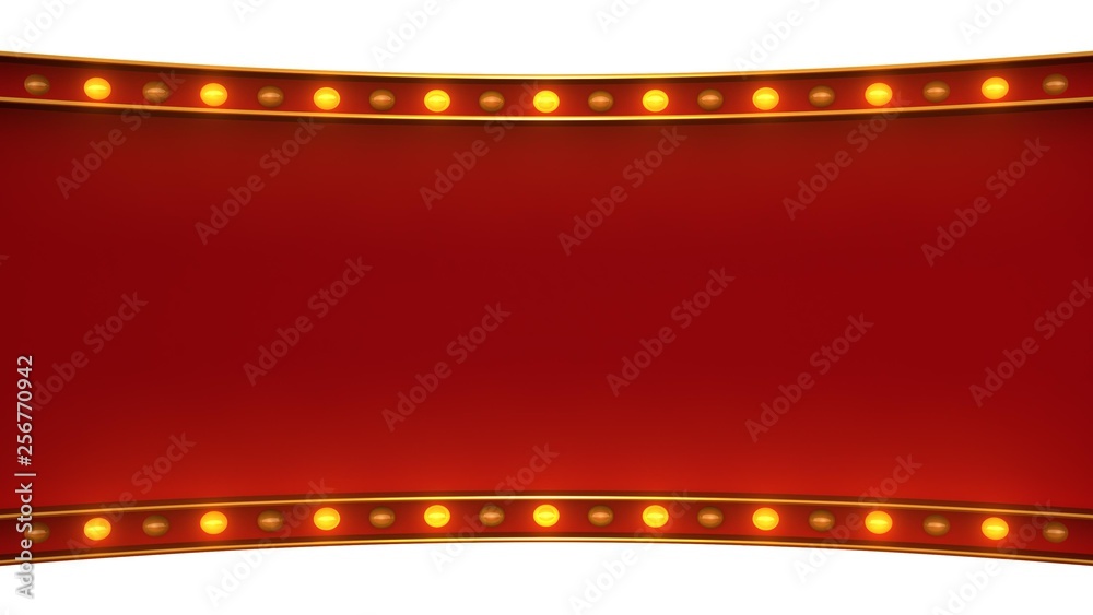 Red marquee light board sign retro on white background. 3d rendering ...