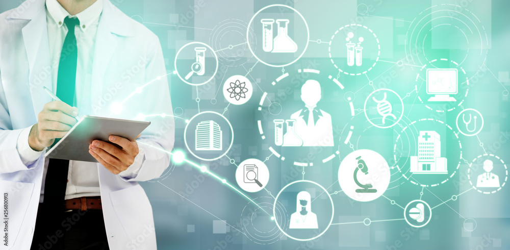 Medical Healthcare Research and Development Concept. Doctor in hospital ...