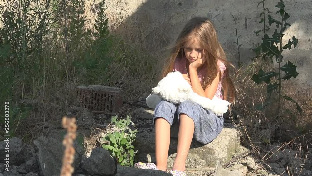 Crying Unhappy Child with Sad Memories, Stray Homeless Kid, Abandoned ...