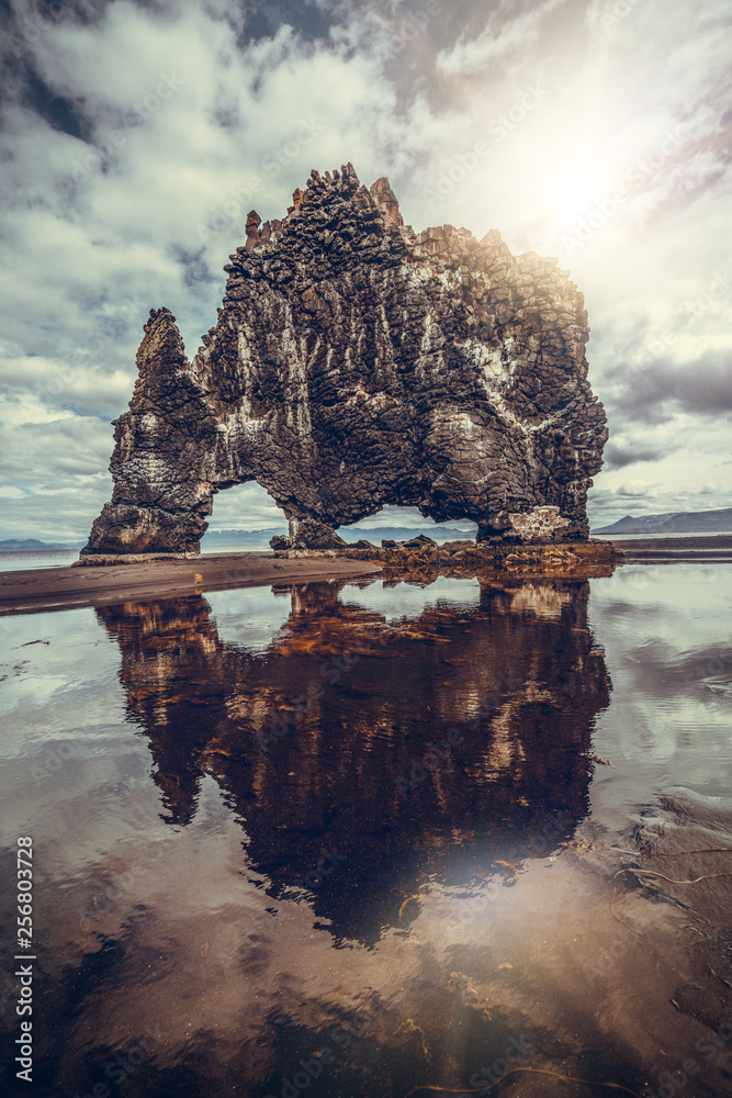 Hvitserkur unique basalt rock in Iceland. The majestic Hvitserkur is a ...
