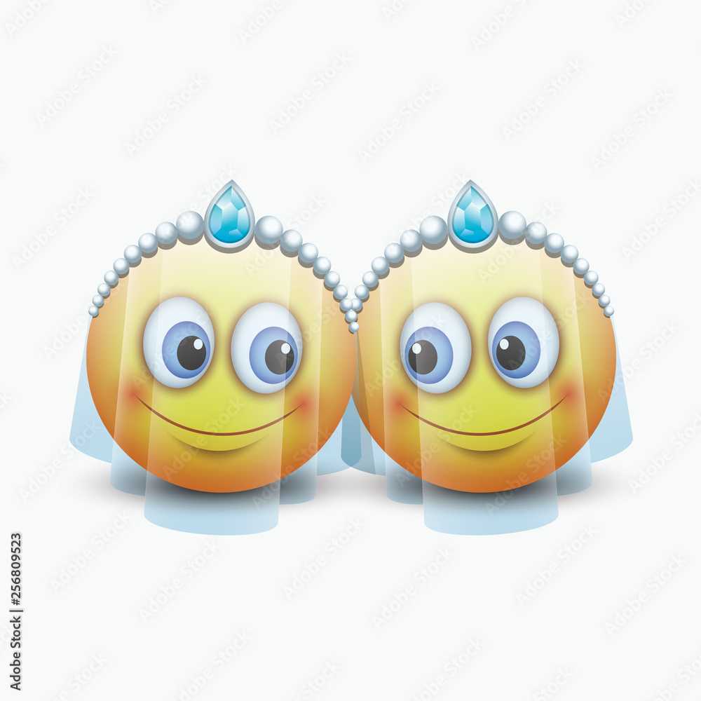 Cute couple of emoticons getting married - emoji Stock Vector | Adobe Stock