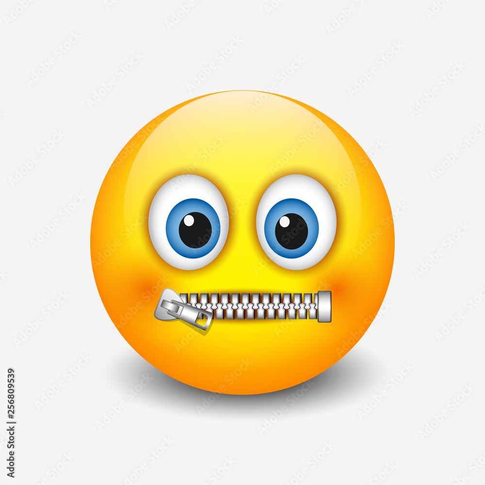 Zipped mouth smiley, emoticon, emoji Stock Vector | Adobe Stock