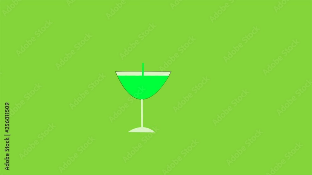 A classic 2d vodka martini cocktail juice water poured in glass ...