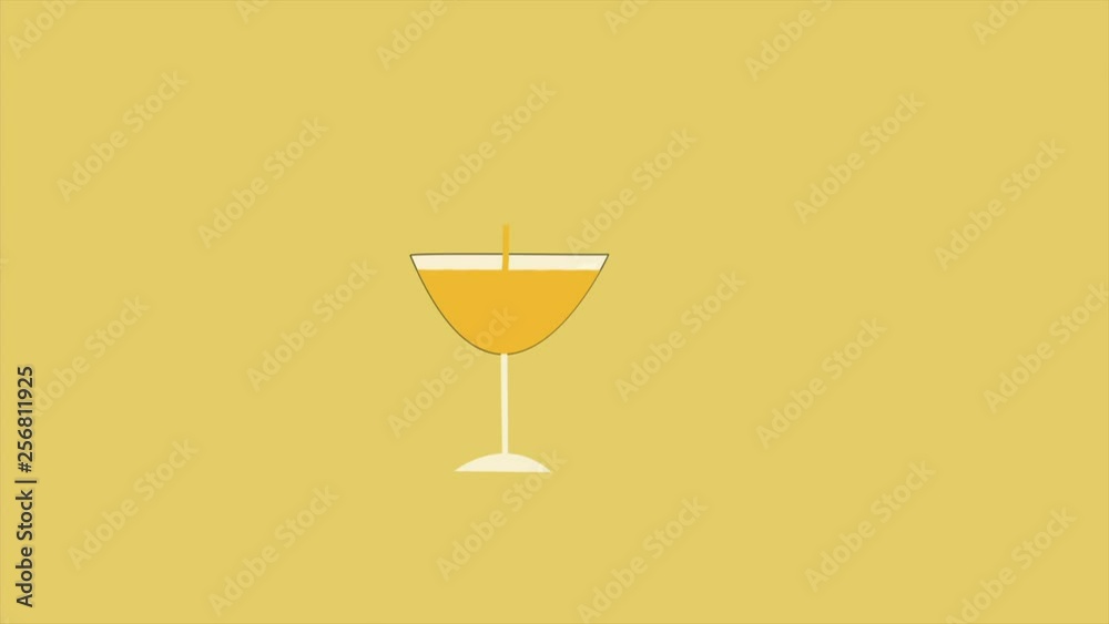 Video Stock A classic 2d vodka martini cocktail juice water poured in ...