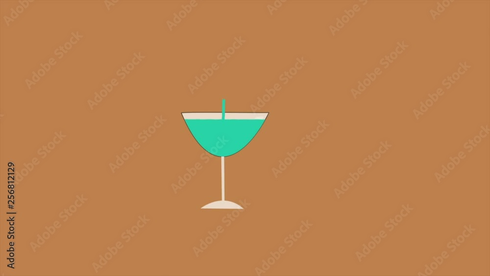 A classic 2d vodka martini cocktail juice water poured in glass ...