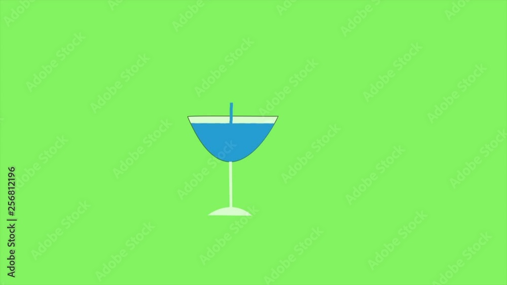 Vidéo Stock A classic 2d vodka martini cocktail juice water poured in ...