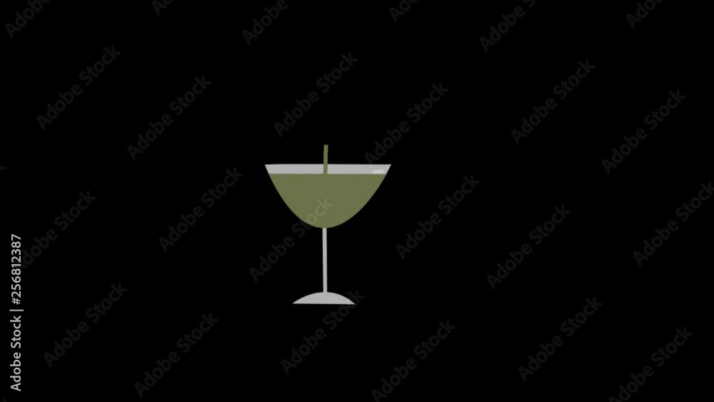 A classic 2d vodka martini cocktail juice water poured in glass ...