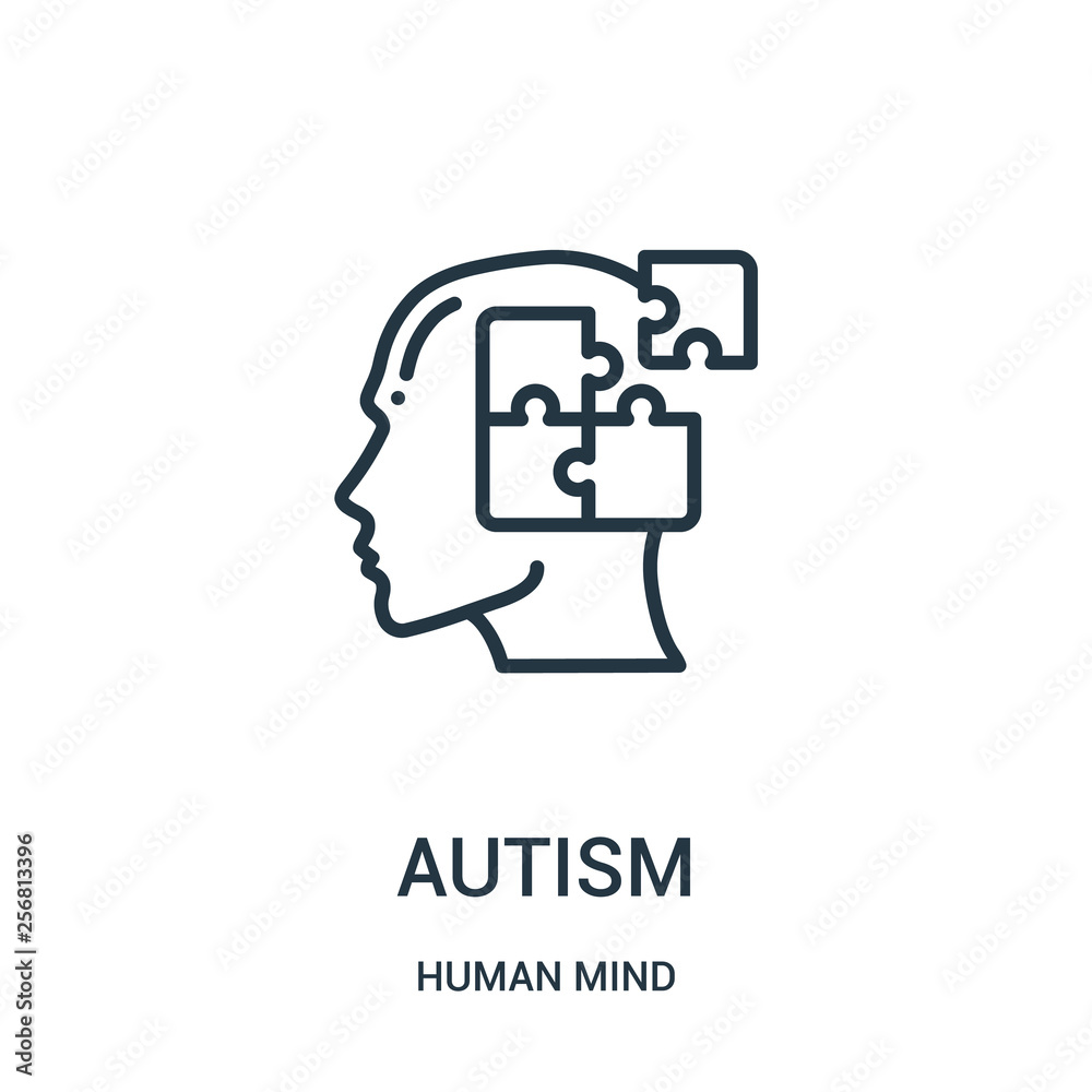 autism icon vector from human mind collection. Thin line autism outline ...