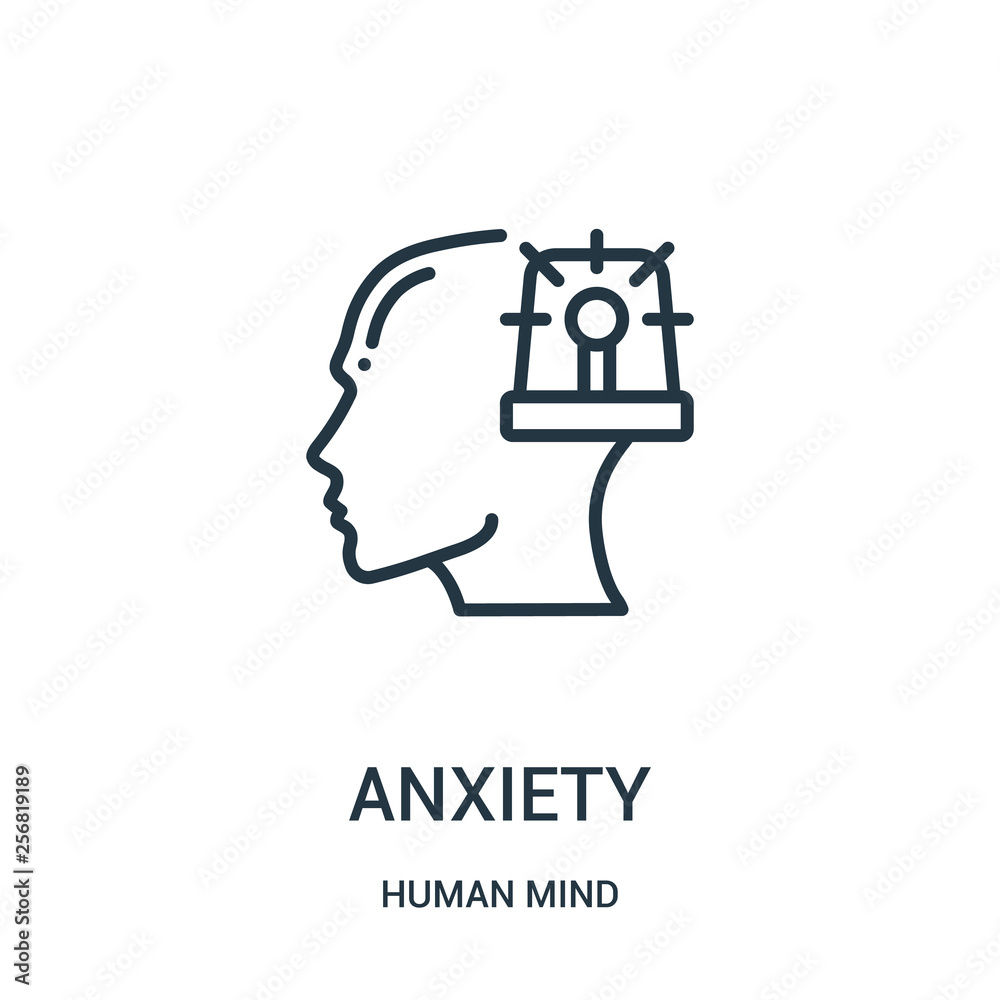 anxiety icon vector from human mind collection. Thin line anxiety ...