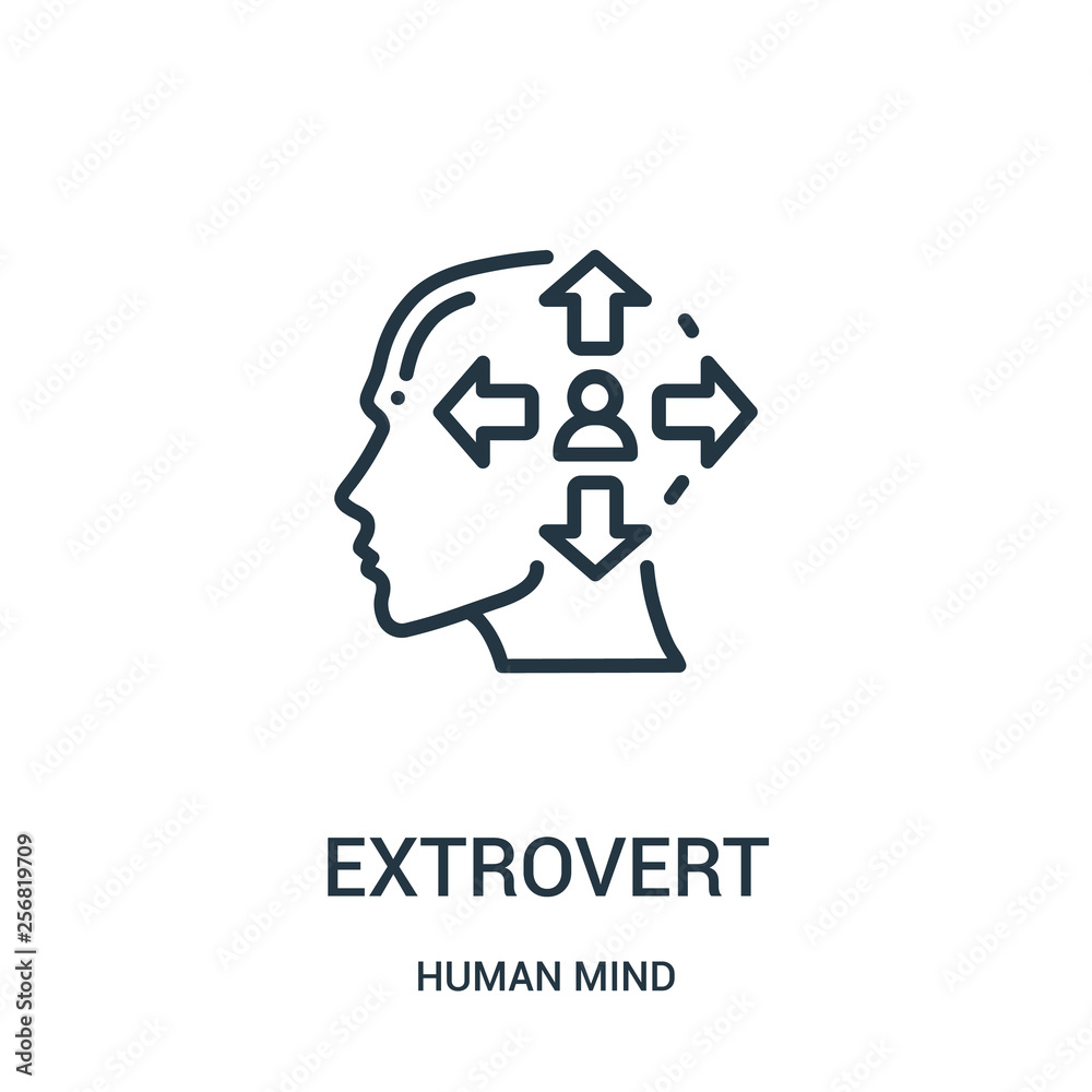 extrovert icon vector from human mind collection. Thin line extrovert ...