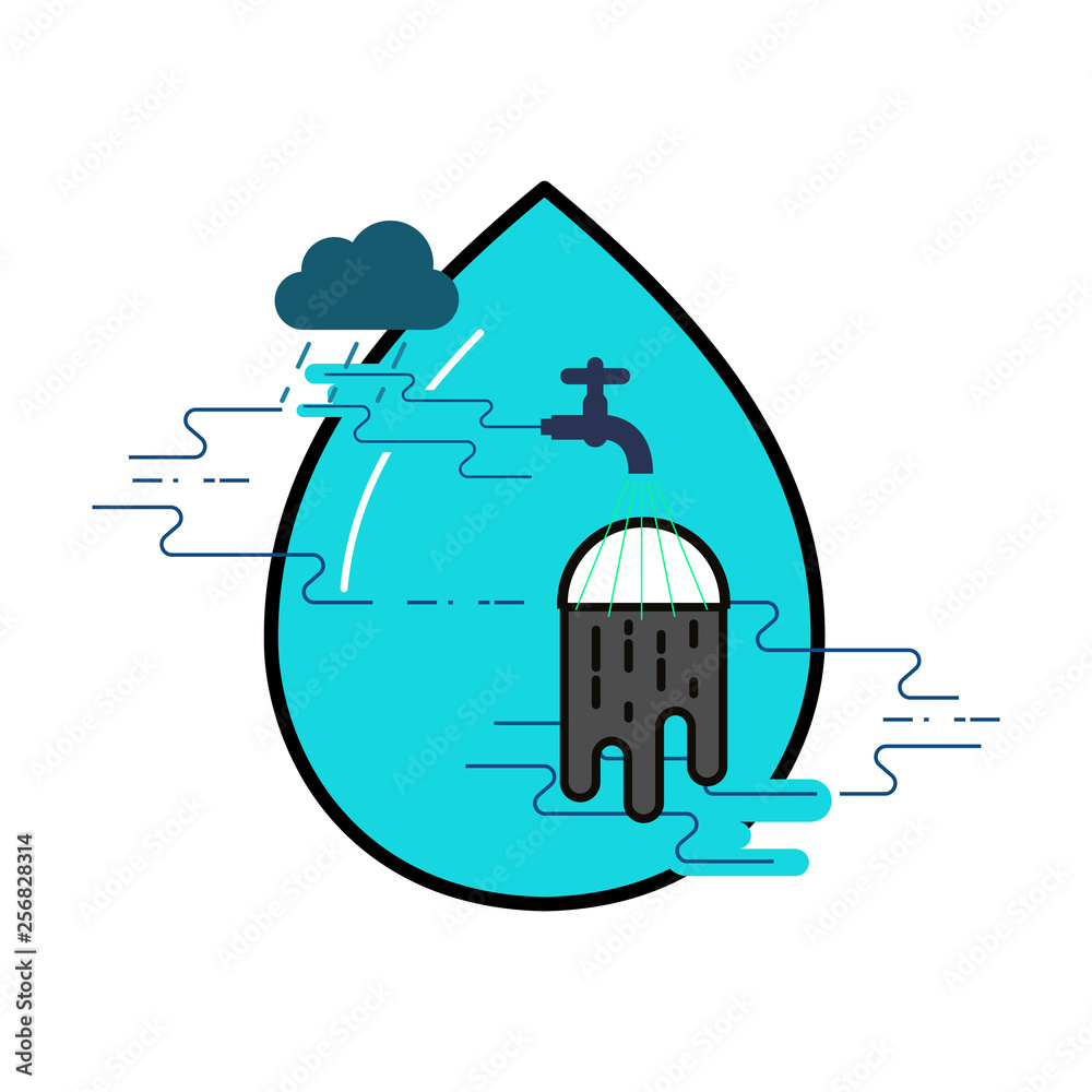 Water use concept. Balance cycle metaphor. Water consumption and ...