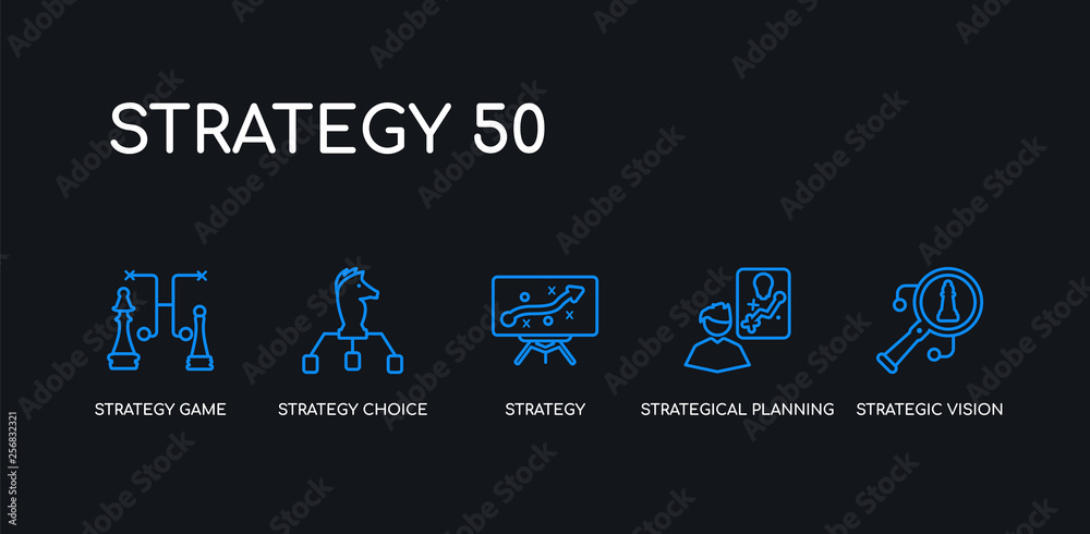 5 outline stroke blue strategic vision, strategical planning, strategy ... 5 outline stroke blue strategic vision, strategical planning, strategy ...
