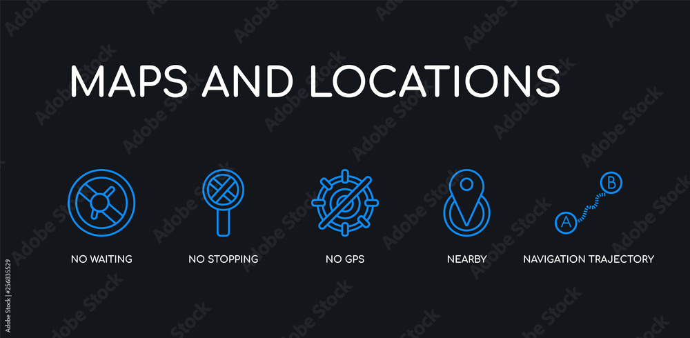 5 outline stroke blue navigation trajectory, nearby, no gps, no ...